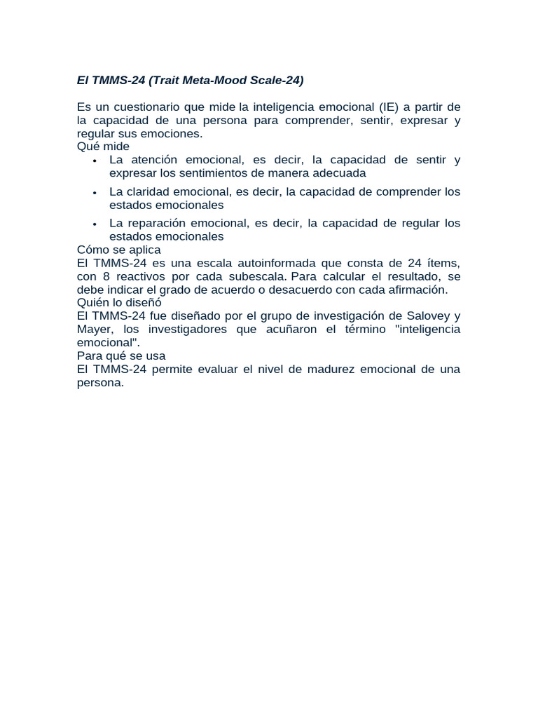 El TMMS-24 (Trait Meta-Mood Scale-24) | PDF