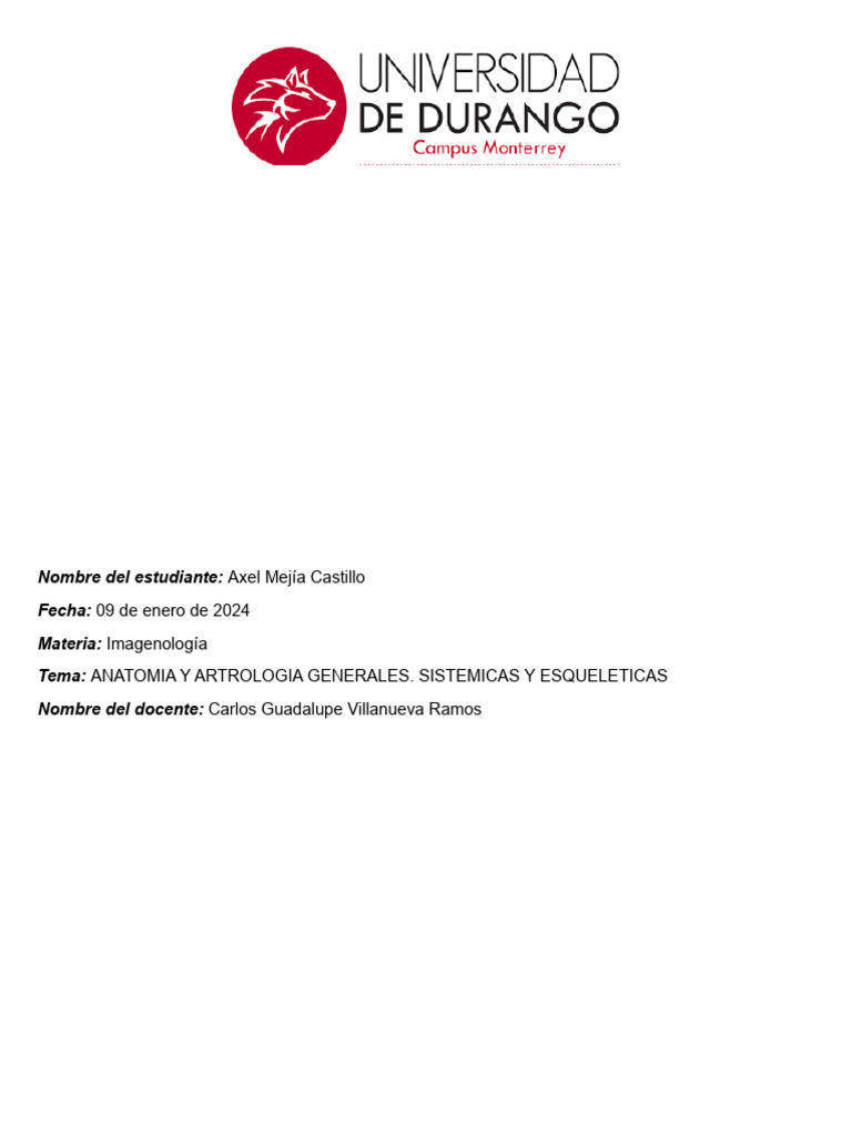 Anatomía y Artrología: Axel Mejía | PDF