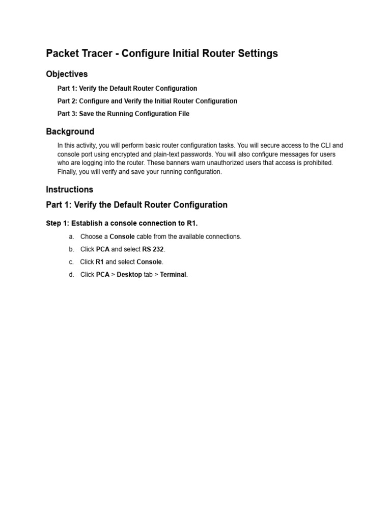 Initial Router Configuration Guide | PDF | Command Line Interface ...
