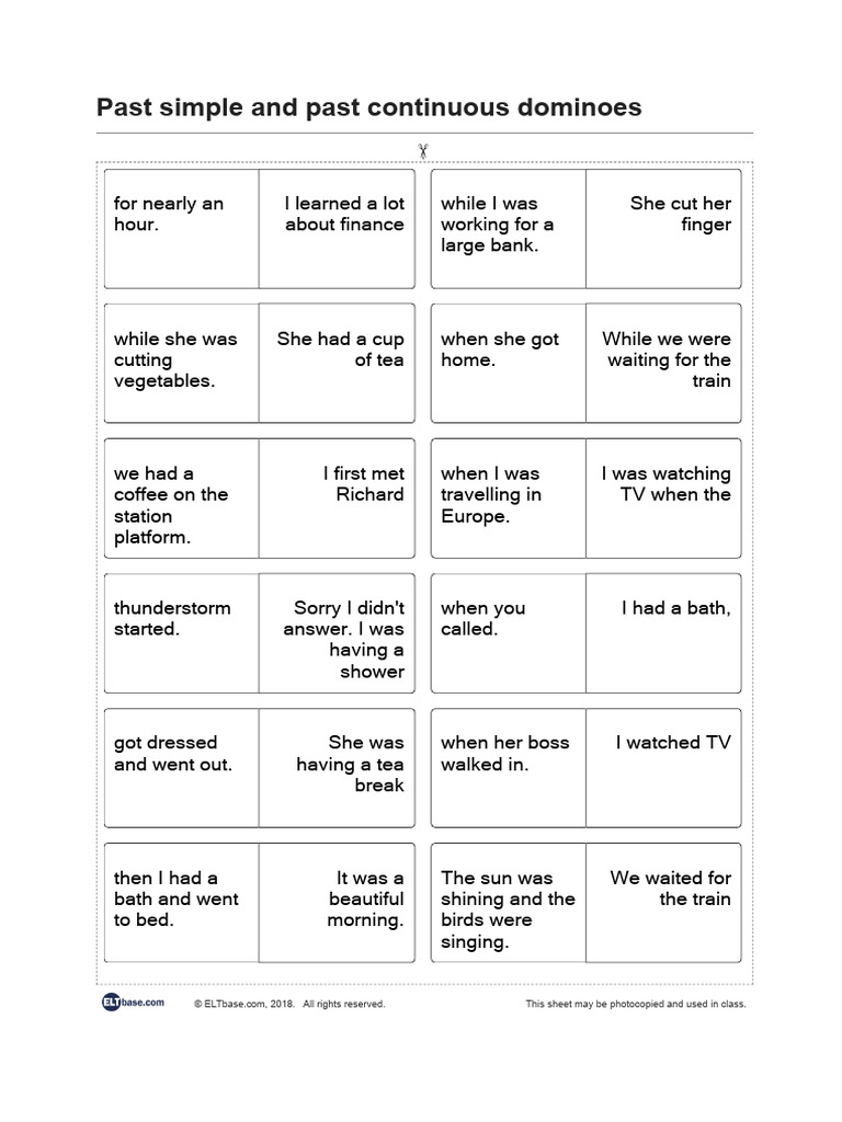 Past Simple:continuous Domino | PDF