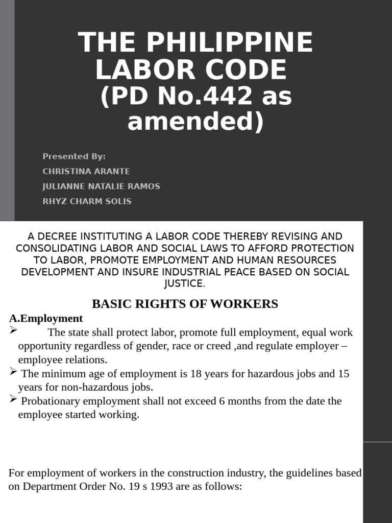 The Philippine Labor Code | PDF