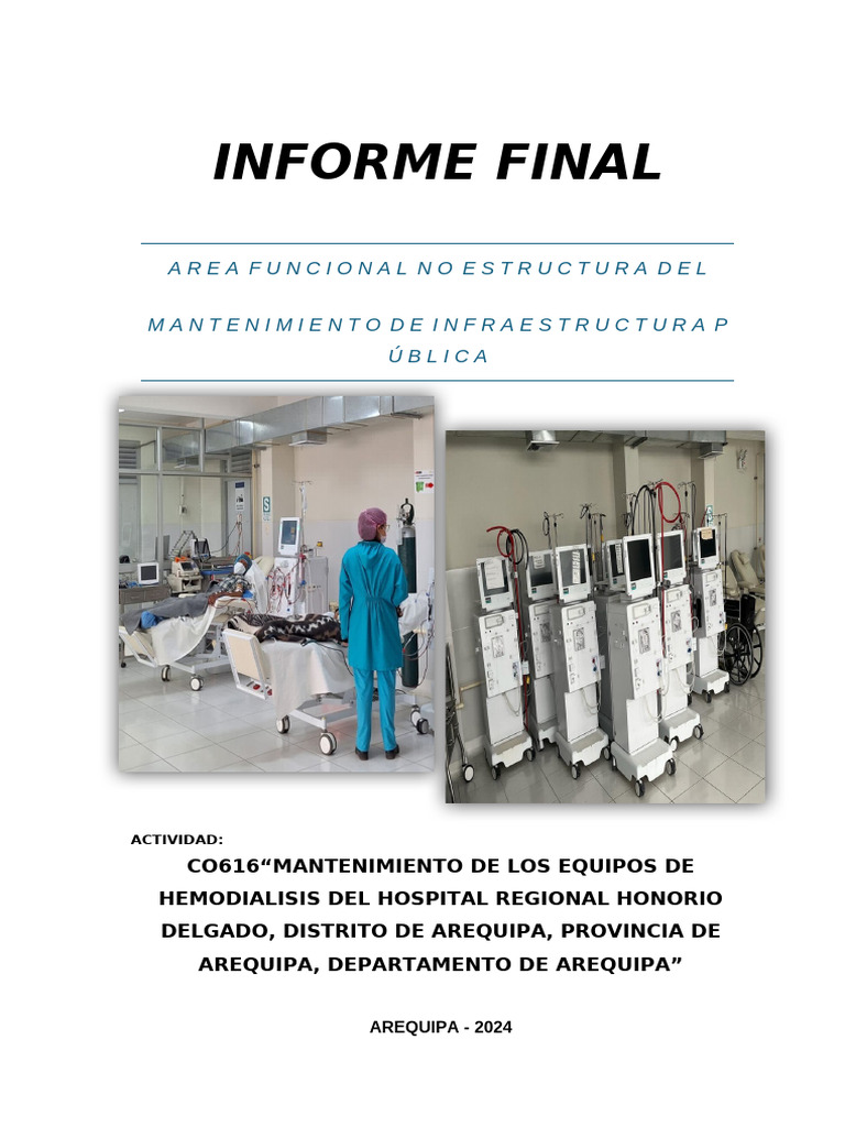 INF. FINAL - Hemodialisis - SEPTIEMBRE 2024 | PDF | Procedimientos médicos | Riñón