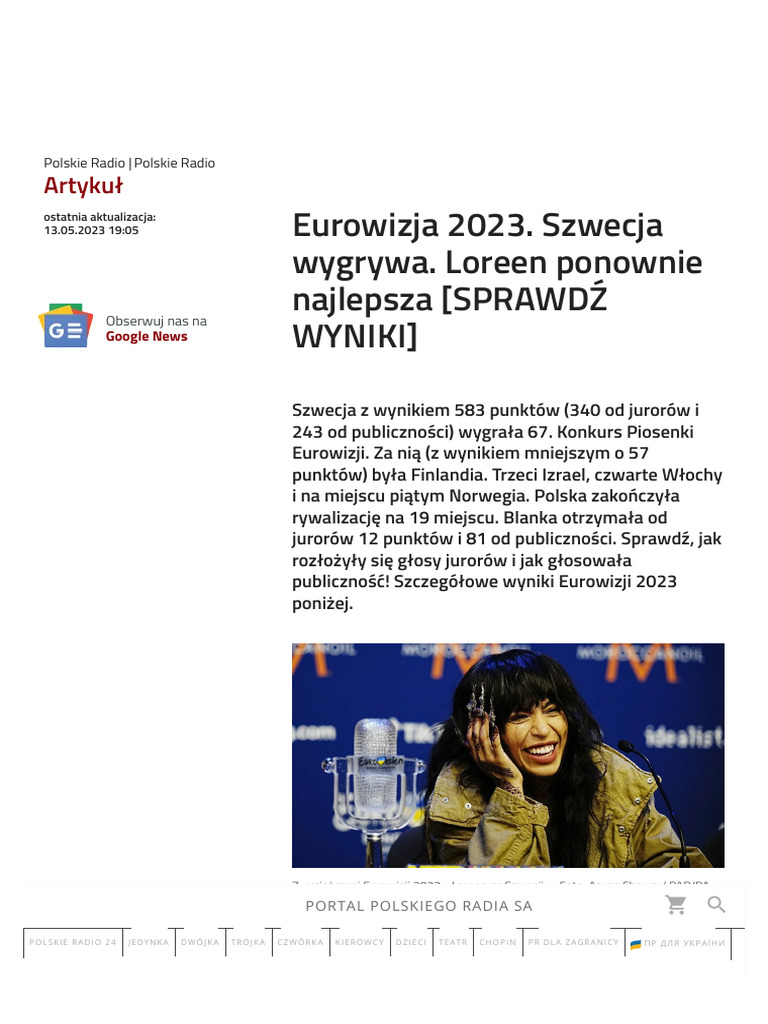 Eurowizja 2023. Szwecja Wygrywa. Loreen Ponownie Najlepsza (SPRAWDŹ ...