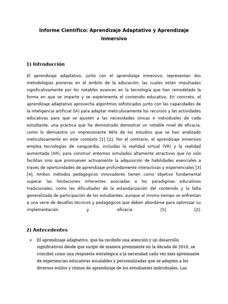 Informe Científico Practica | PDF | Realidad virtual | Aprendizaje
