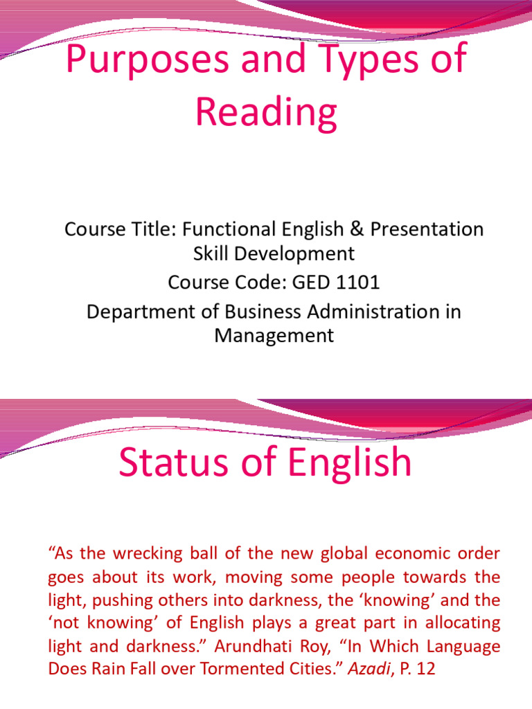 Types and Benefits of Reading Skills | PDF | English Language | Learning