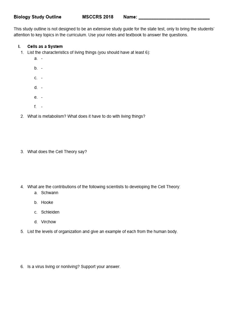 Biology Study Outline for MSCCRS 2018 | PDF | Dominance (Genetics ...