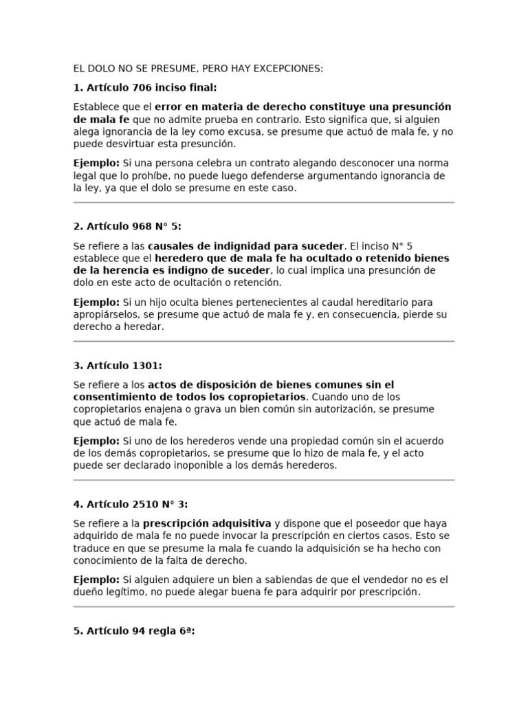 El Dolo No Se Presume Excepciones | PDF | Intención (Derecho Penal ...