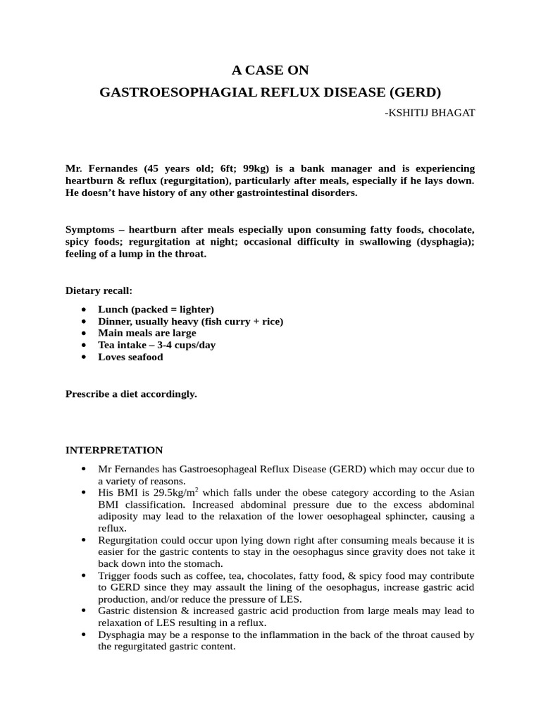 Managing GERD: Dietary and Lifestyle Guide | PDF