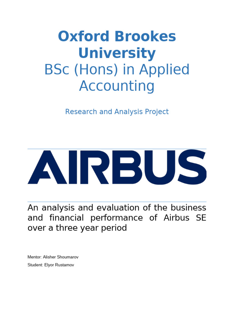ElyorRustamov RAP MainFile v12 | PDF | Swot Analysis | Airbus