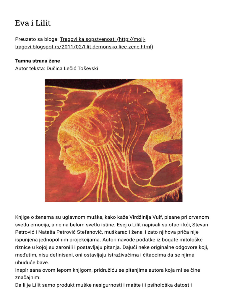 Eva i Lilit _ Yoga. Umetnost pokreta. | PDF