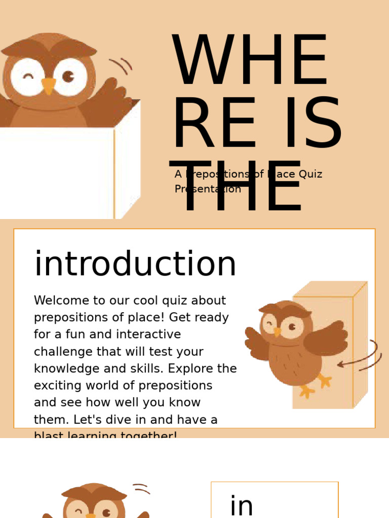 Prepositions of Place Quiz Presentation in Orange and Brown ...