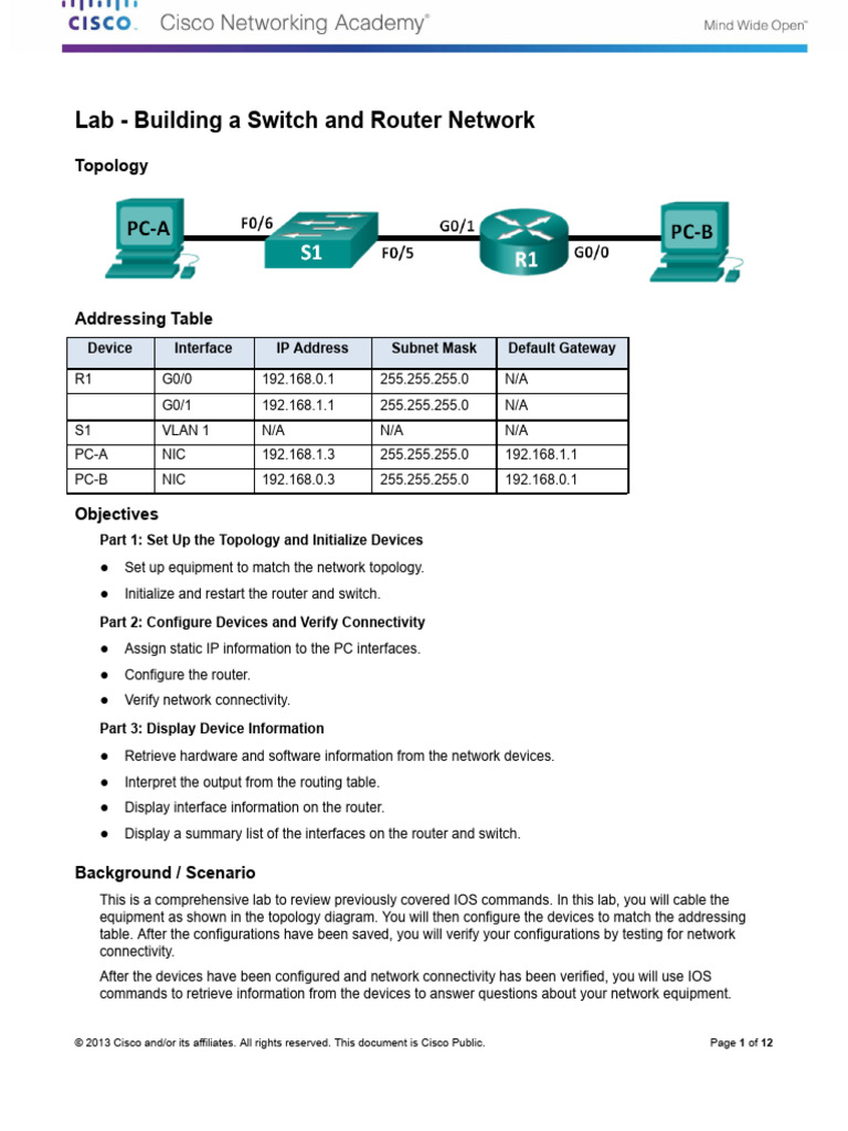 6.4.3.5 Lab - Building A Switch and Router Network | PDF | Ip Address | Computer Network