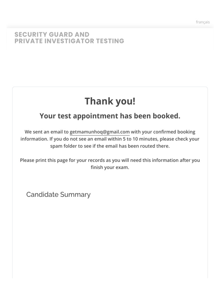 Security Guard Test Booking Confirmation | PDF | Cyberspace | Internet