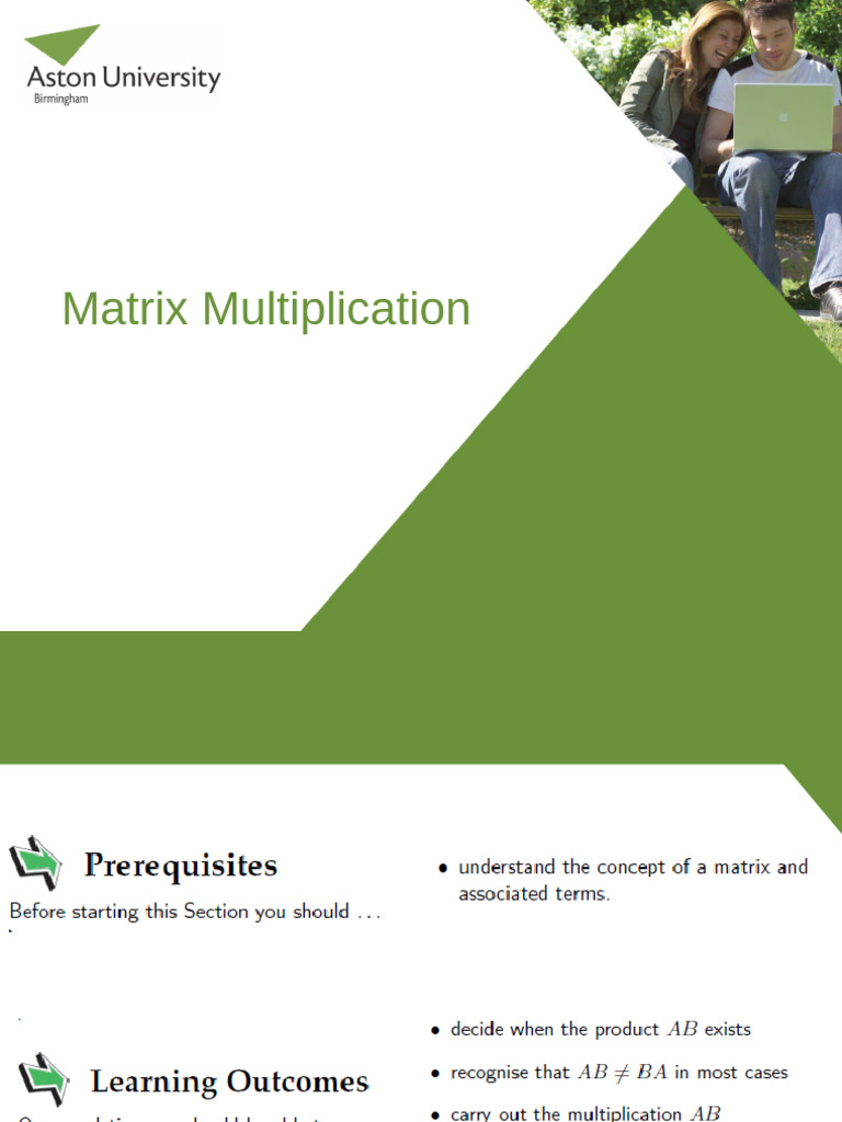 Matrix Multiplication Techniques Guide | PDF