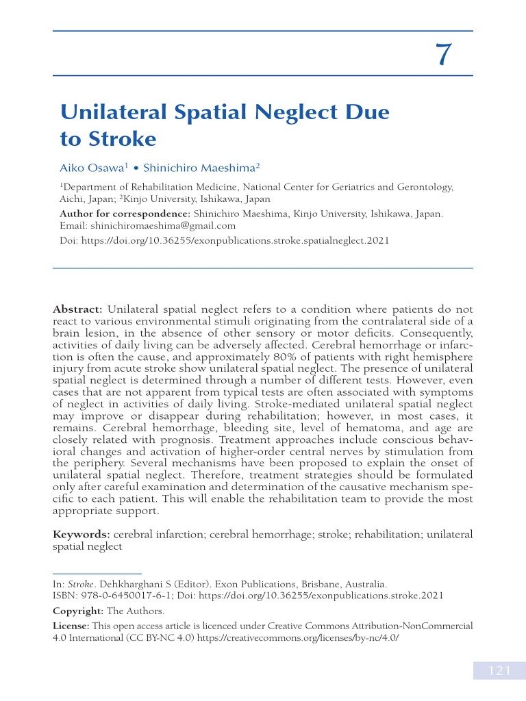Unilateral Spatial Neglect Due To Stroke | PDF | Parietal Lobe ...