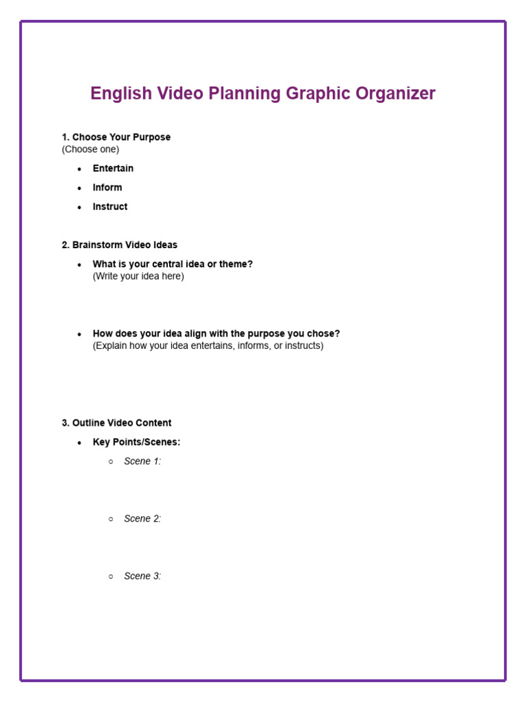 Purpose Graphic Organizer | PDF