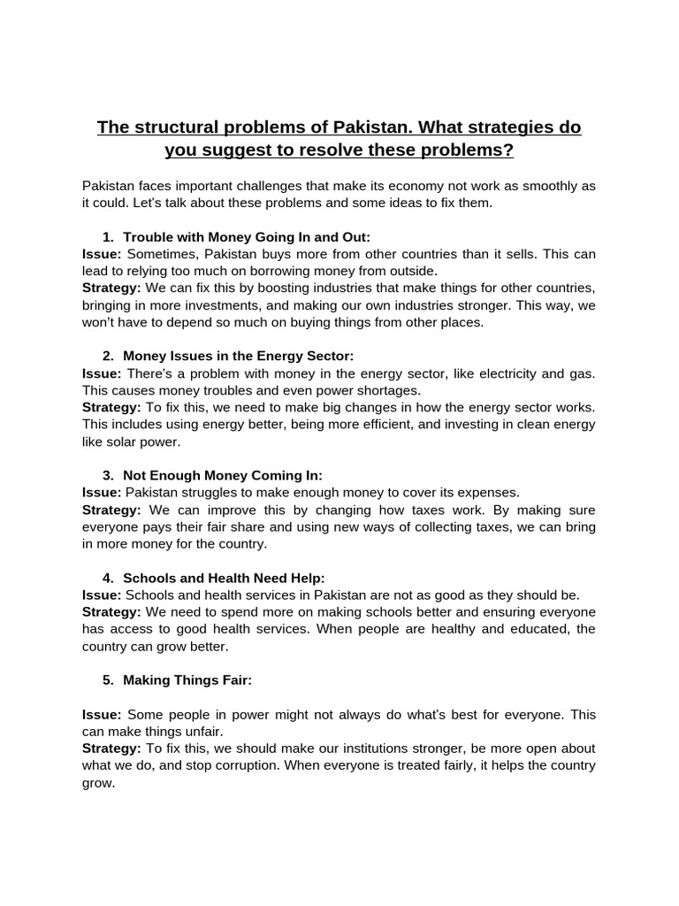 Solutions for Pakistan's Economic Challenges | PDF | Money ...