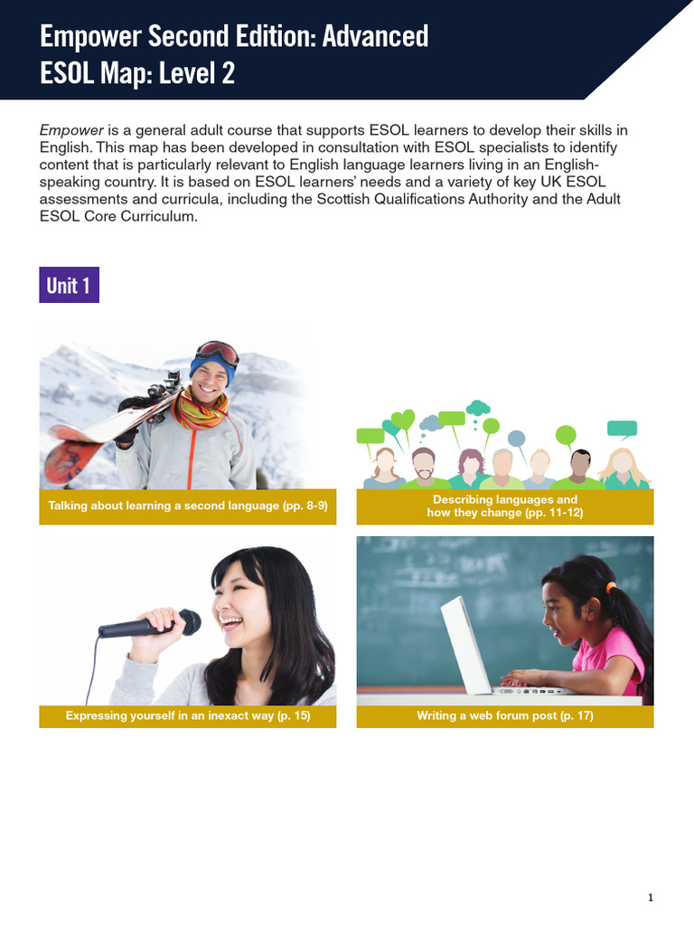 Empower Second Edition Advanced ESOL Map | PDF | Phonics | Human ...