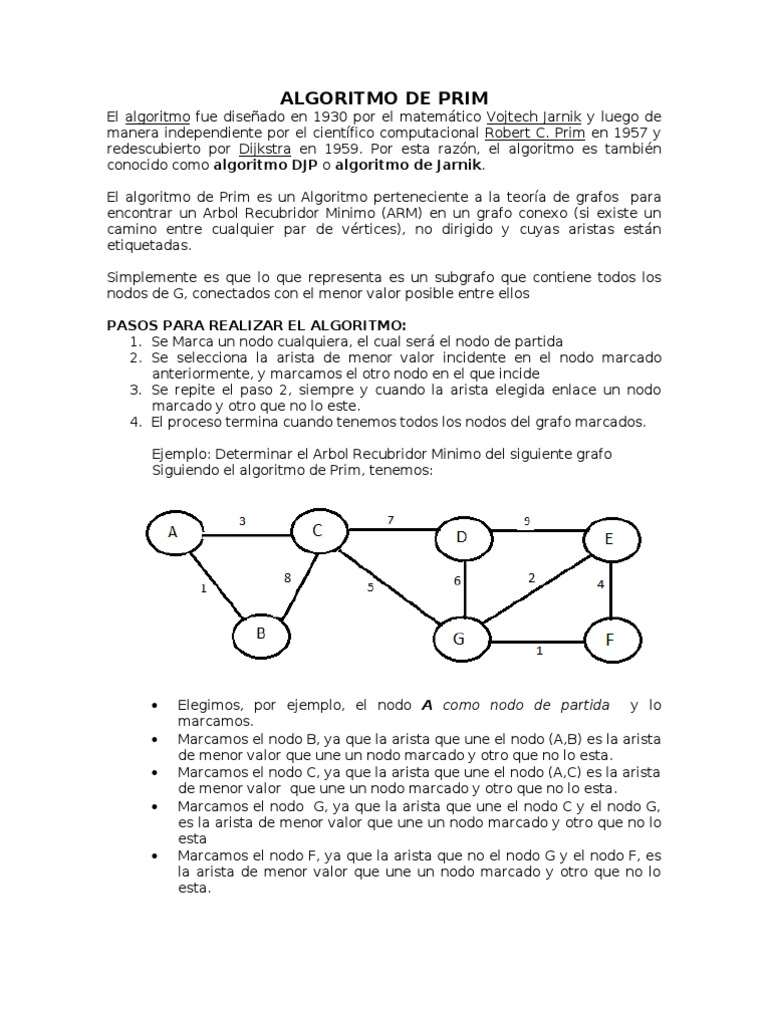 Algoritmo de Prim | PDF