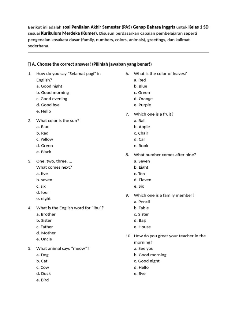 Penilaian Akhir Semester BAHASA INGGRIS | PDF | Zoology