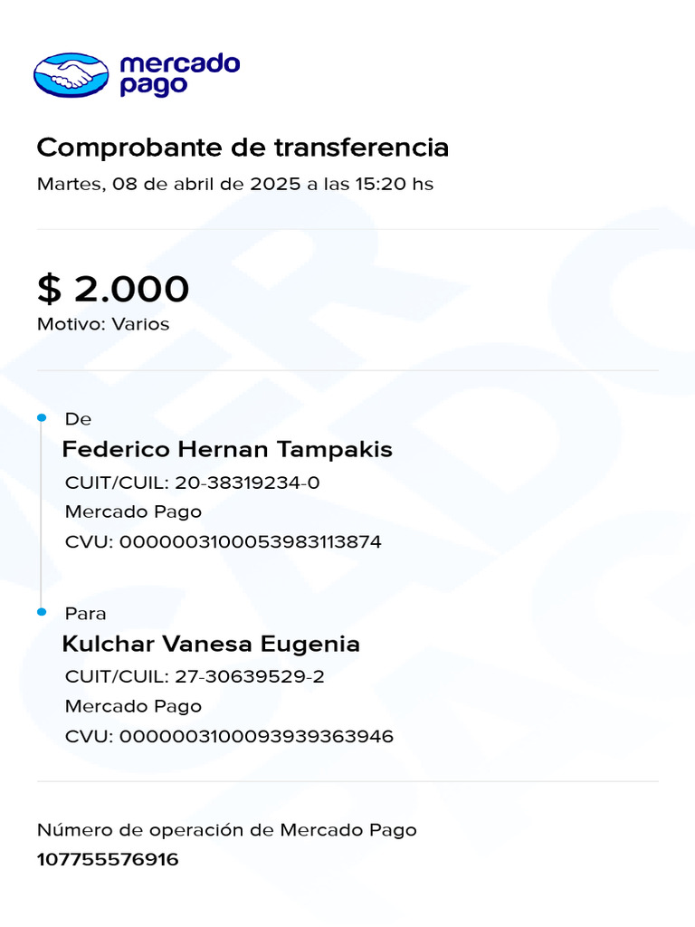 Mercadopago Comprobante Payment-107755576916 | PDF