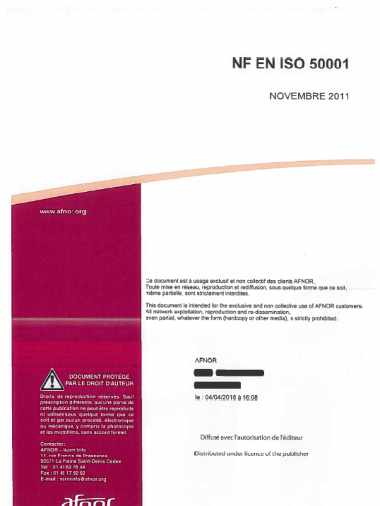 NF en Iso 50001 V2011 | PDF