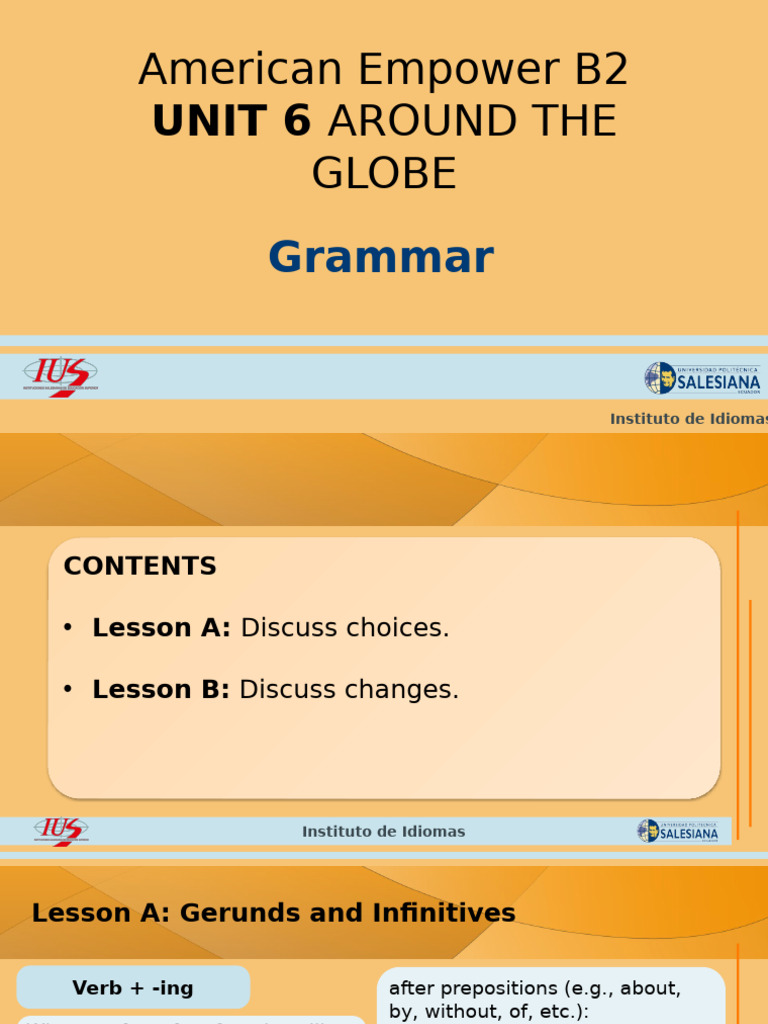 B2 - U06 - Grammar Summary - PPT | PDF | Verb | Linguistics