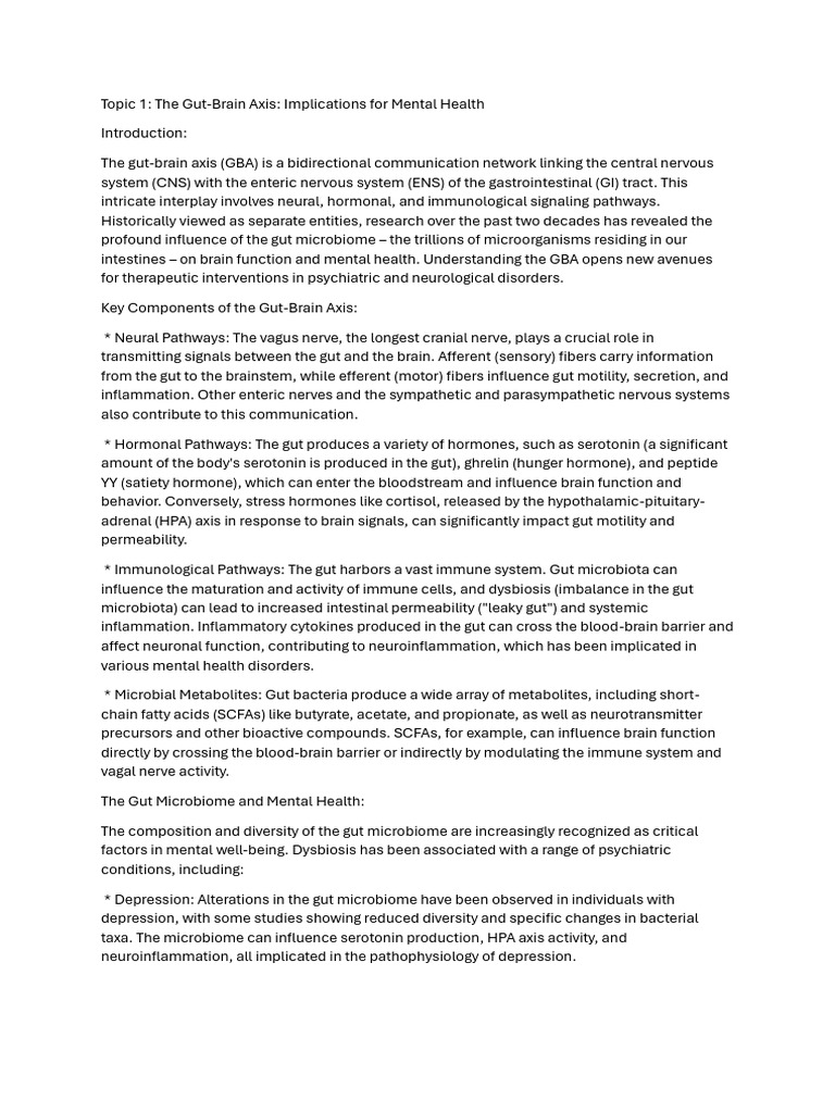 Gut-Brain Axis: Impact on Mental Health | PDF | Medical Specialties ...