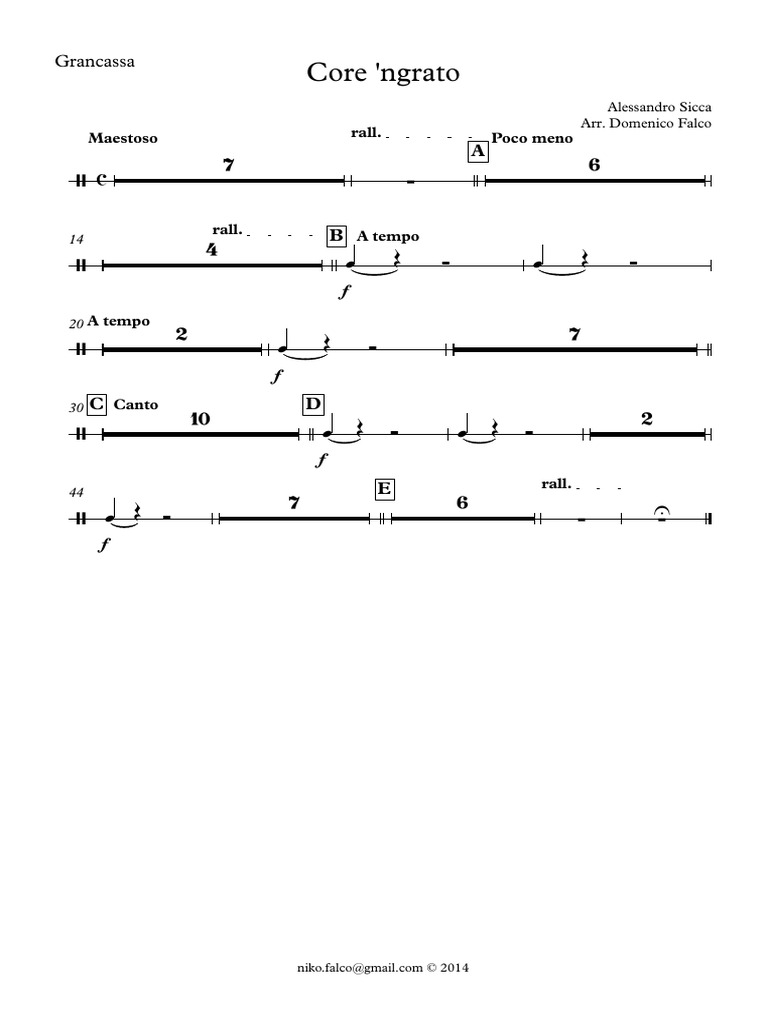 Core Ingrato (Orchestra) - Grancassa | PDF