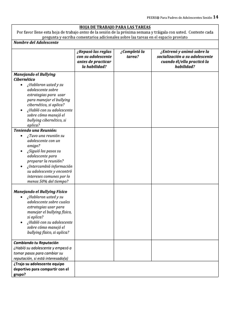 PEERS HW Sheet - Semana 14 | PDF