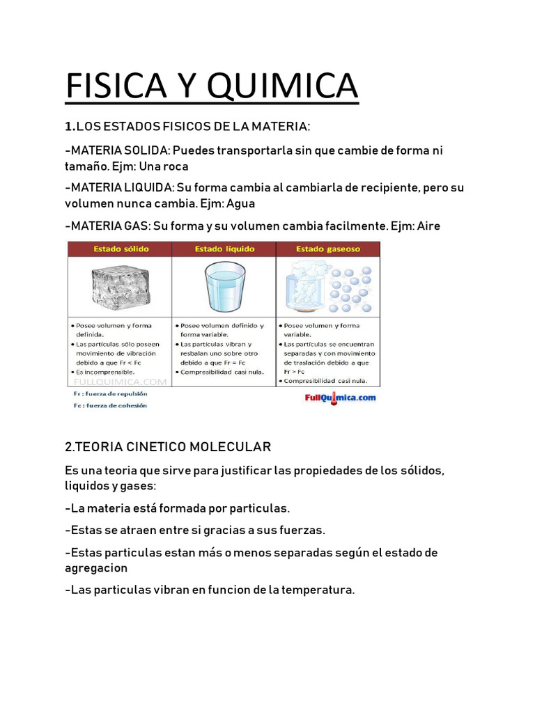 Estados de la Materia y Propiedades Físicas | PDF