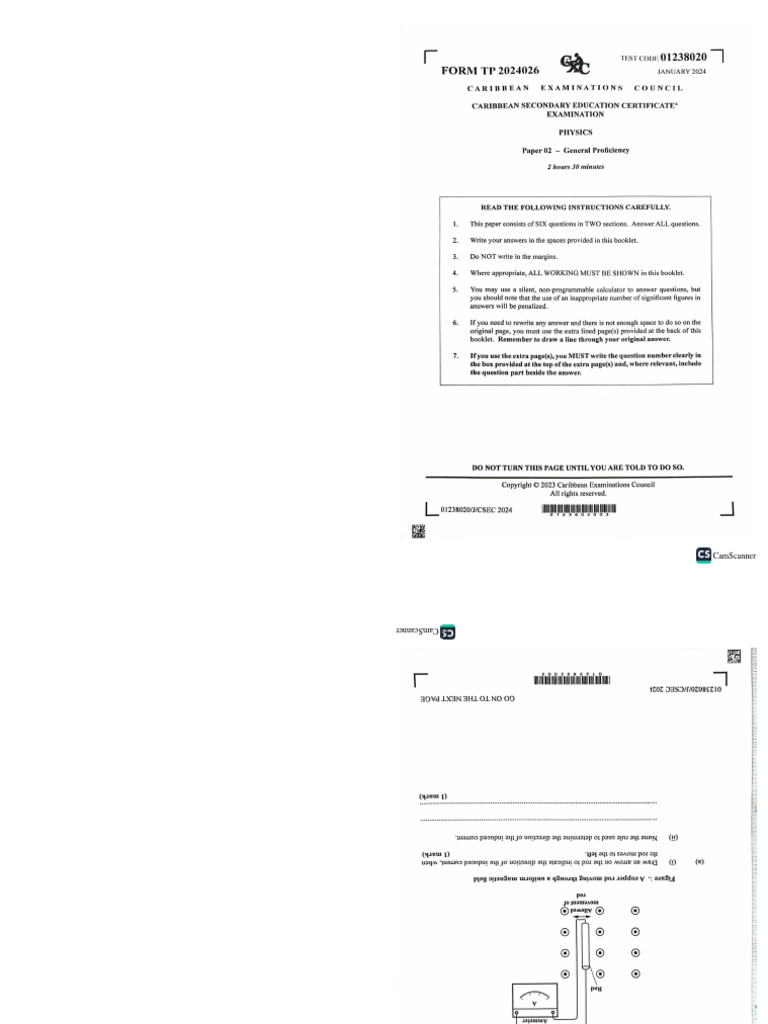 Physics 2024 Jan Csec p2 - Booklet | PDF