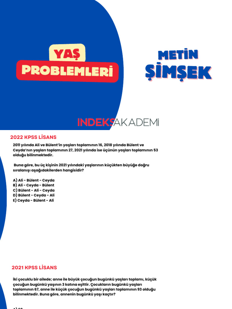 YAŞ PROBLEMLERİ PART - 2 (1) | PDF