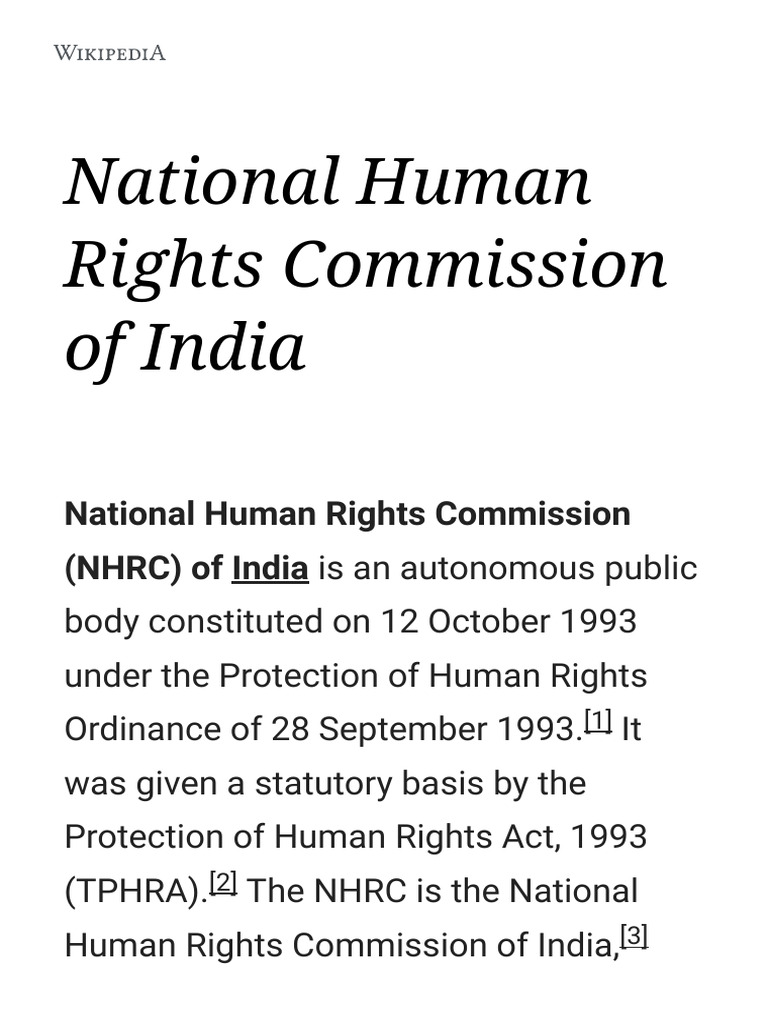 National Human Rights Commission of India - Wikipedia | PDF | Justice ...