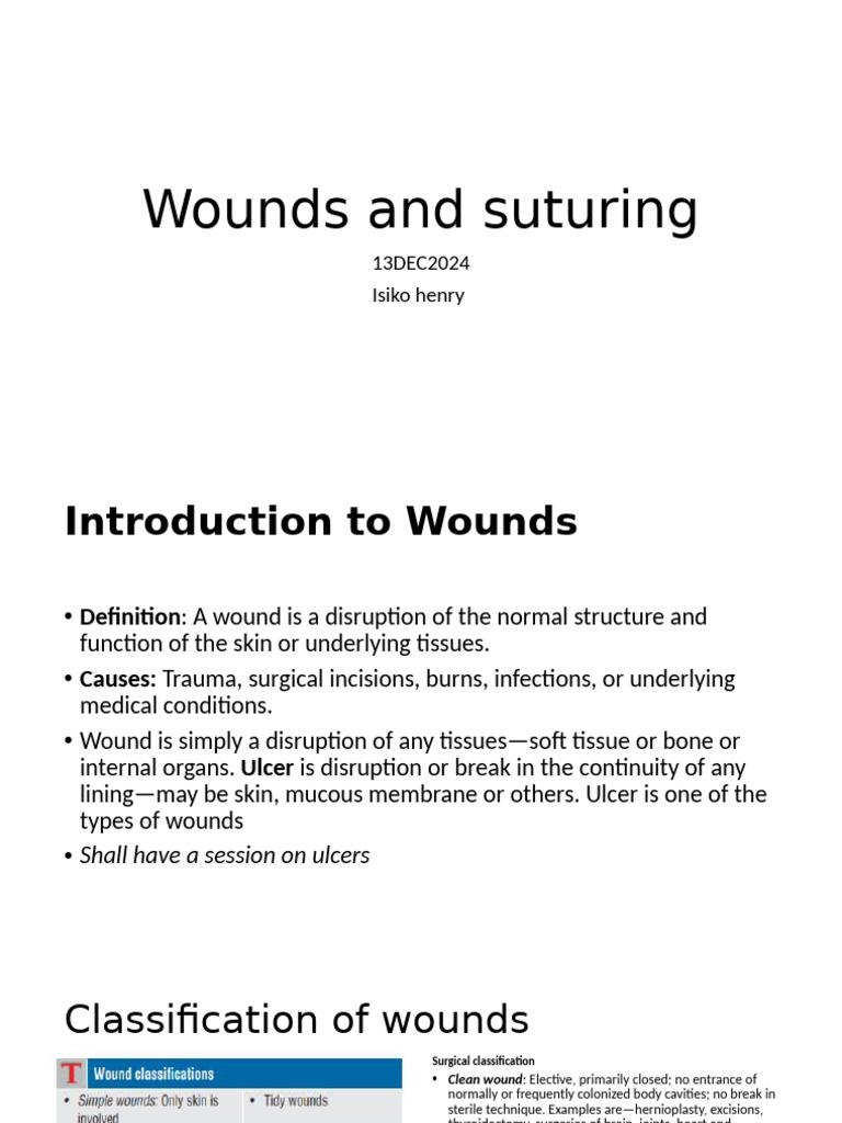 Wound Management and Suturing Techniques | PDF | Wound | Surgical Suture