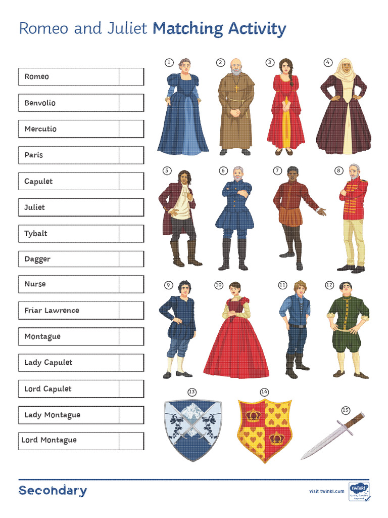 Romeo and Juliet Word and Picture Matching Activity - Super Eco | PDF
