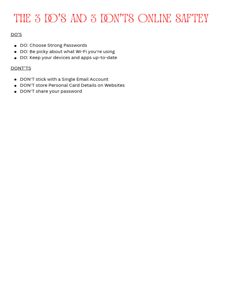 The 3 Do's and 3 Don'Ts | PDF