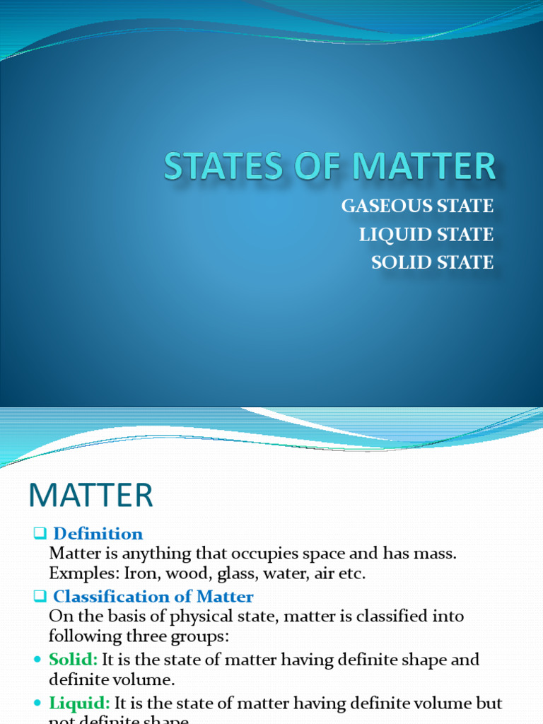 States of Matter: Solids, Liquids, Gases | PDF | Gases | Mole (Unit)