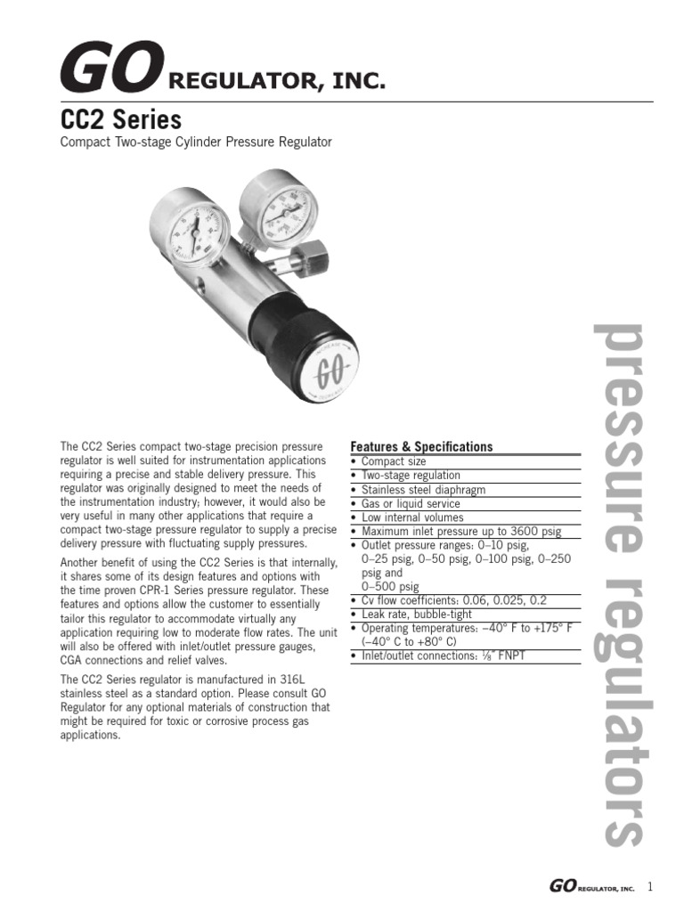 CC2-DataSheet Go Regulator | PDF | Chemical Engineering | Hydraulics