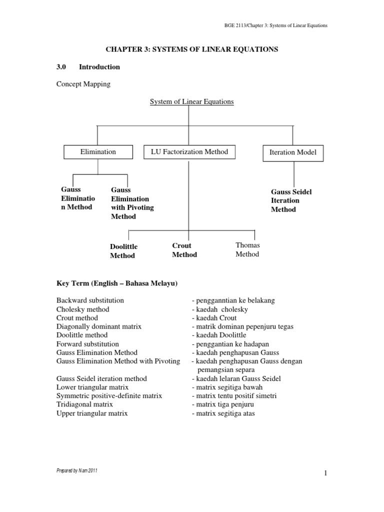BGE 2113/chapter 3: Systems of Linear Equations | PDF | System Of Linear Equations | Matrix ...