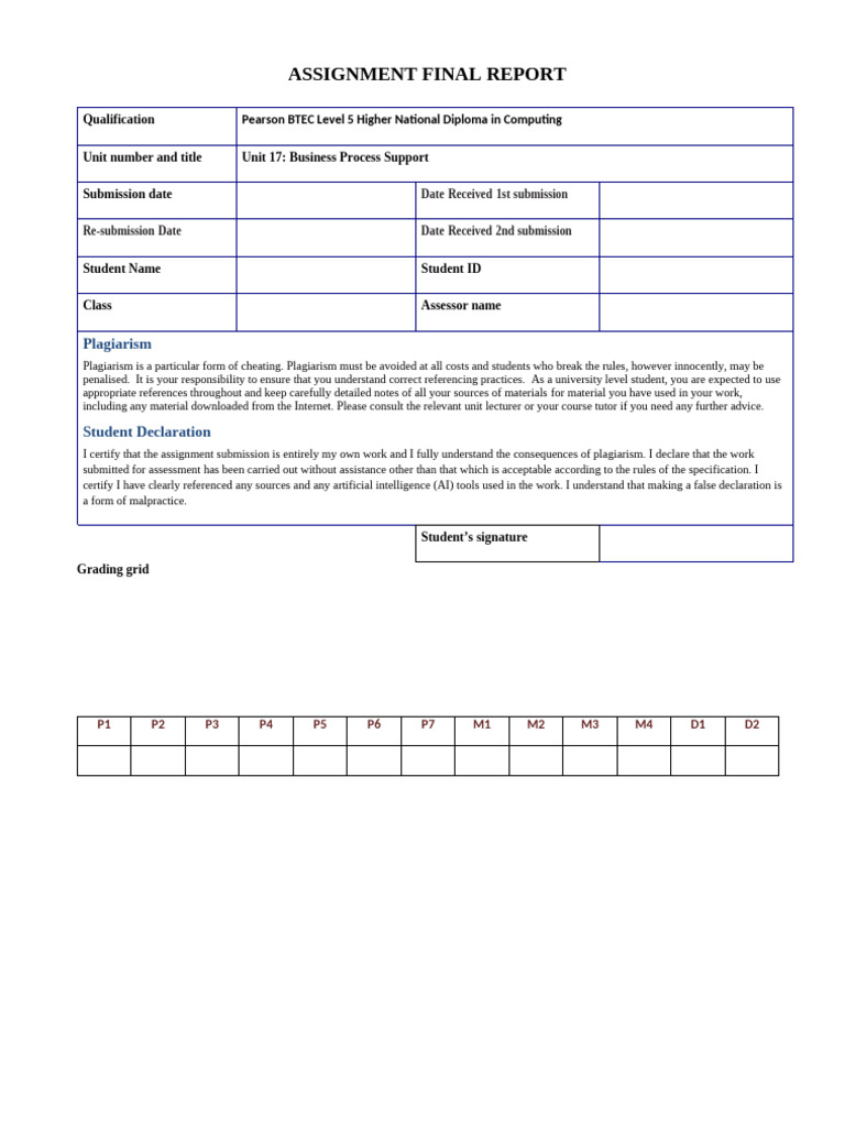 Frontsheet Asm Final Report (Ind) | PDF