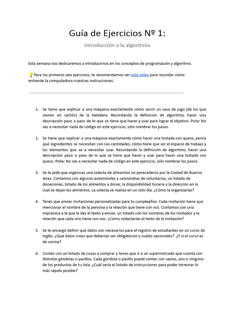 Guía de Ejercicios #1 - 2c - 2023 | PDF | Algoritmos | Programación de computadoras