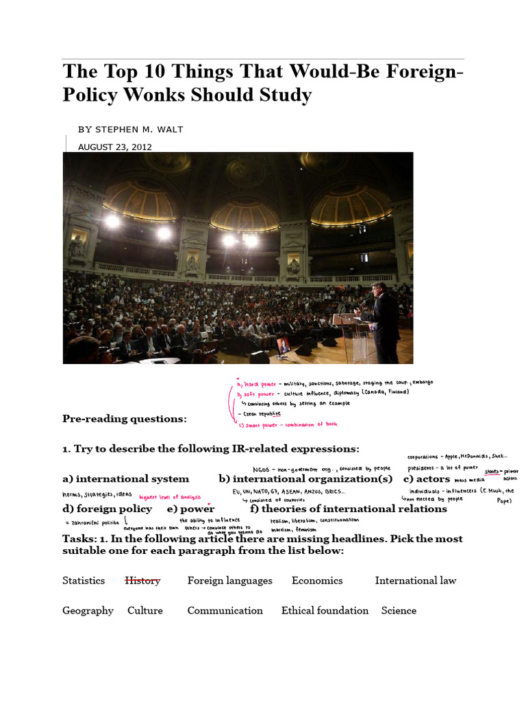 IR Introduction - Week 1 | PDF | Economics | Science