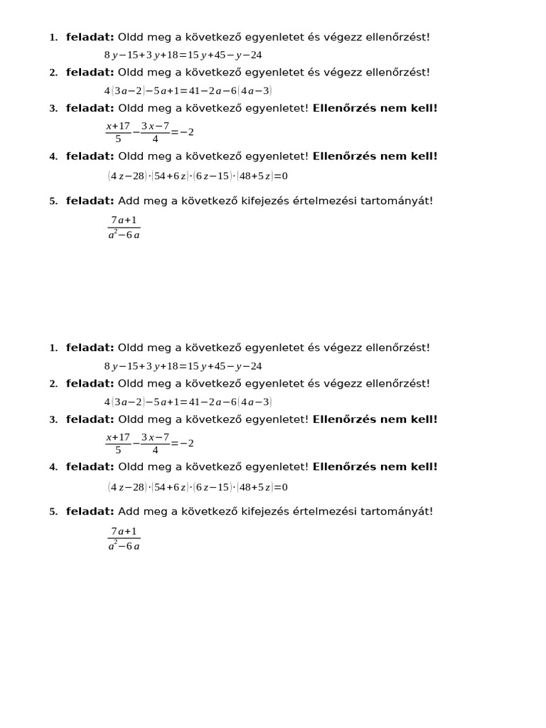 Egyenletek - röpi | PDF