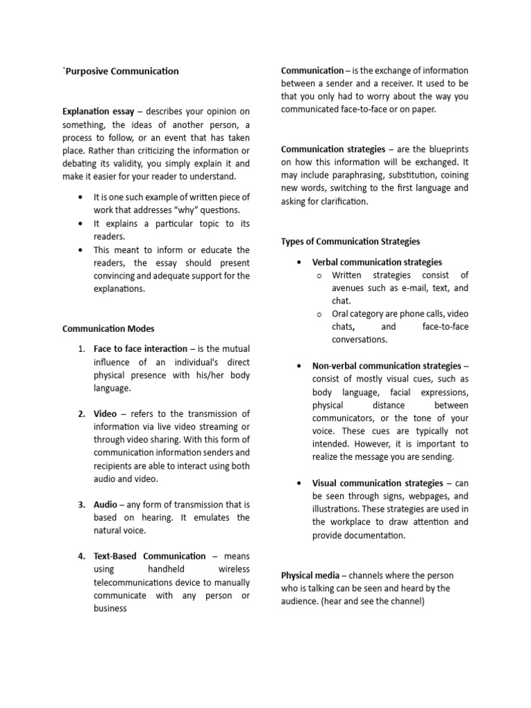 Purposive Communication Midterms Reviewer | PDF | Communication ...
