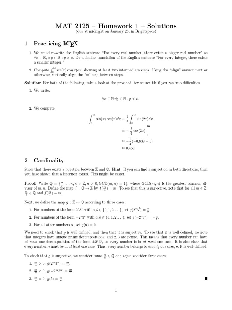 MAT2125 HW1 Solutions | PDF | Mathematics | Mathematical Logic