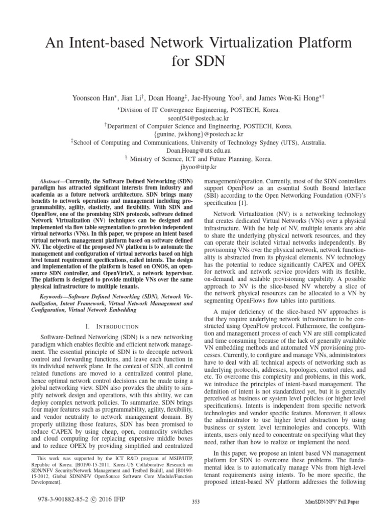 An Intent-Based Network Virtualization Platform | PDF | Computer Network | Network Topology