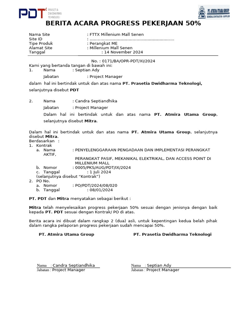 02 FORM BA Progress 50% ME Millenium Mall | PDF