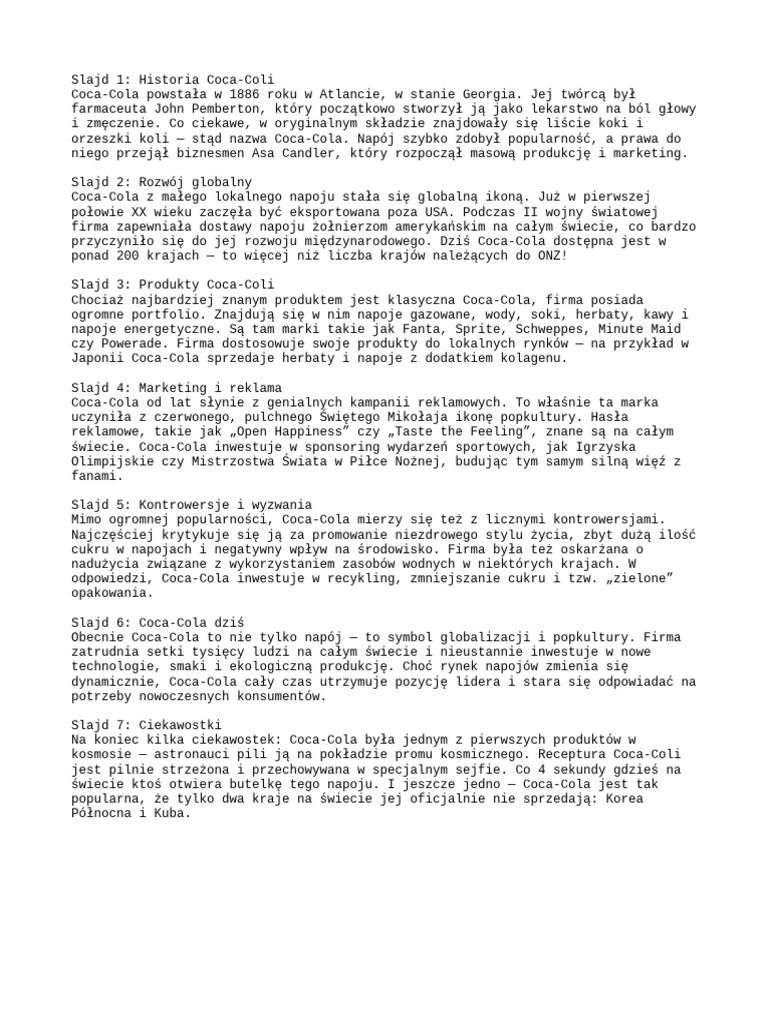 Slajd 1 Historia Coca-Coli 3 | PDF