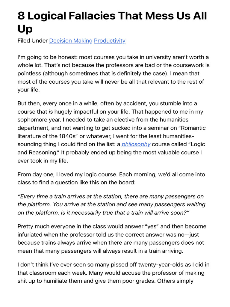 8 Logical Fallacies That Mess Us All Up | PDF | Fallacy | Argument